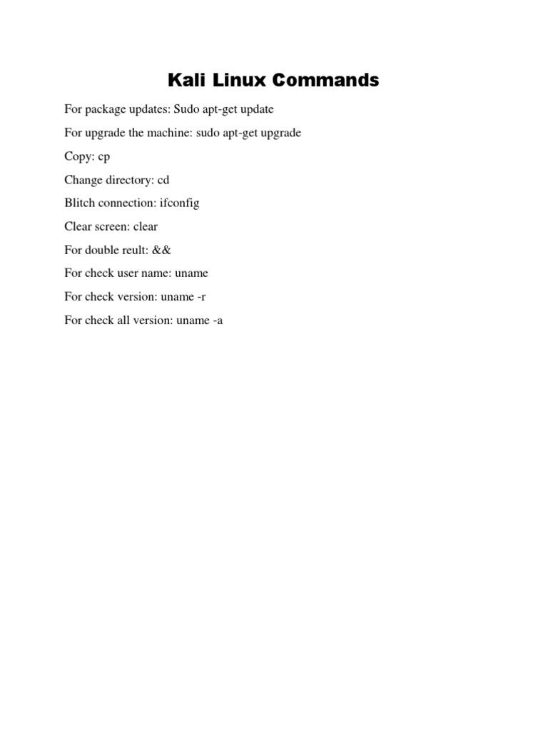 Kali Commands | PDF
