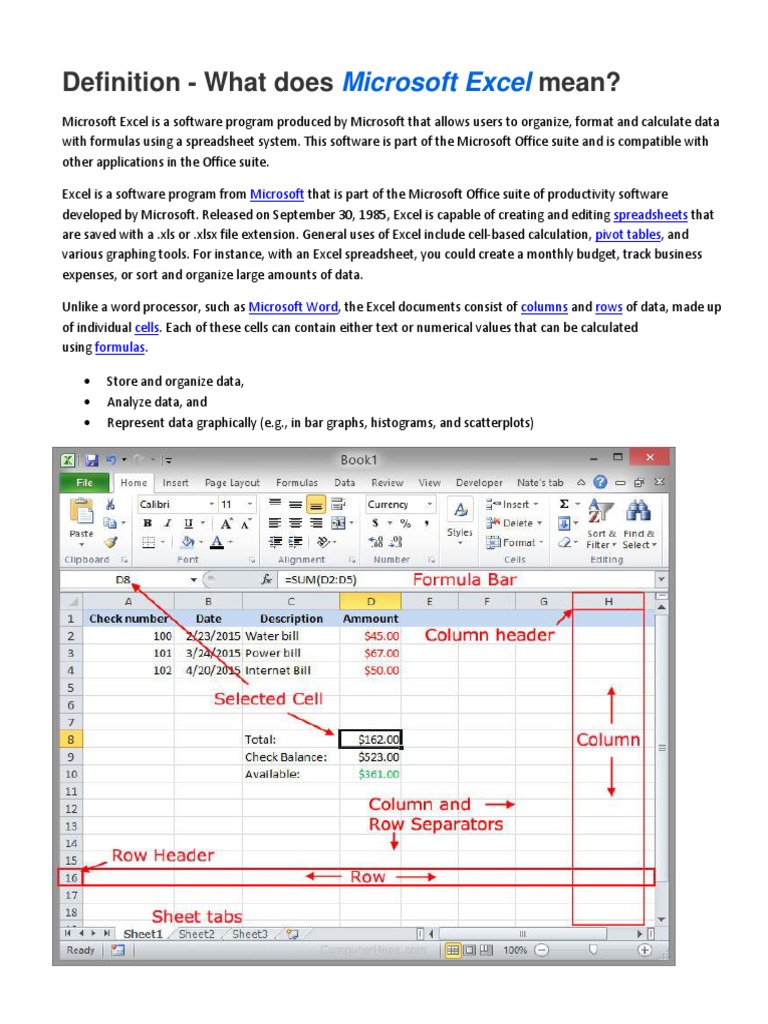 Definition - What Does Mean?: Microsoft Excel | PDF