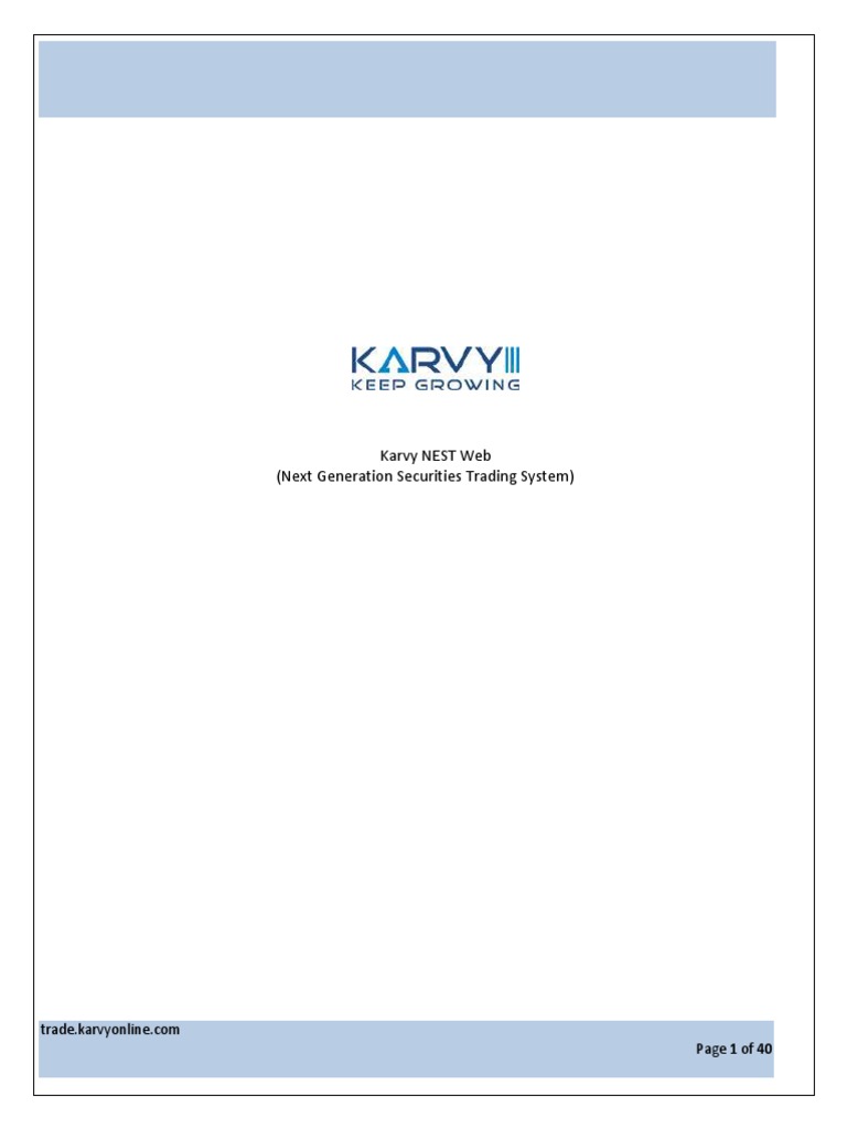 Karvy NEST Web (Next Generation Securities Trading System) : Page 1 of ...