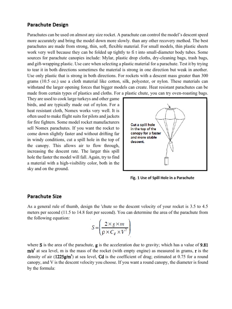 Parachute Design | PDF | Parachute | Area