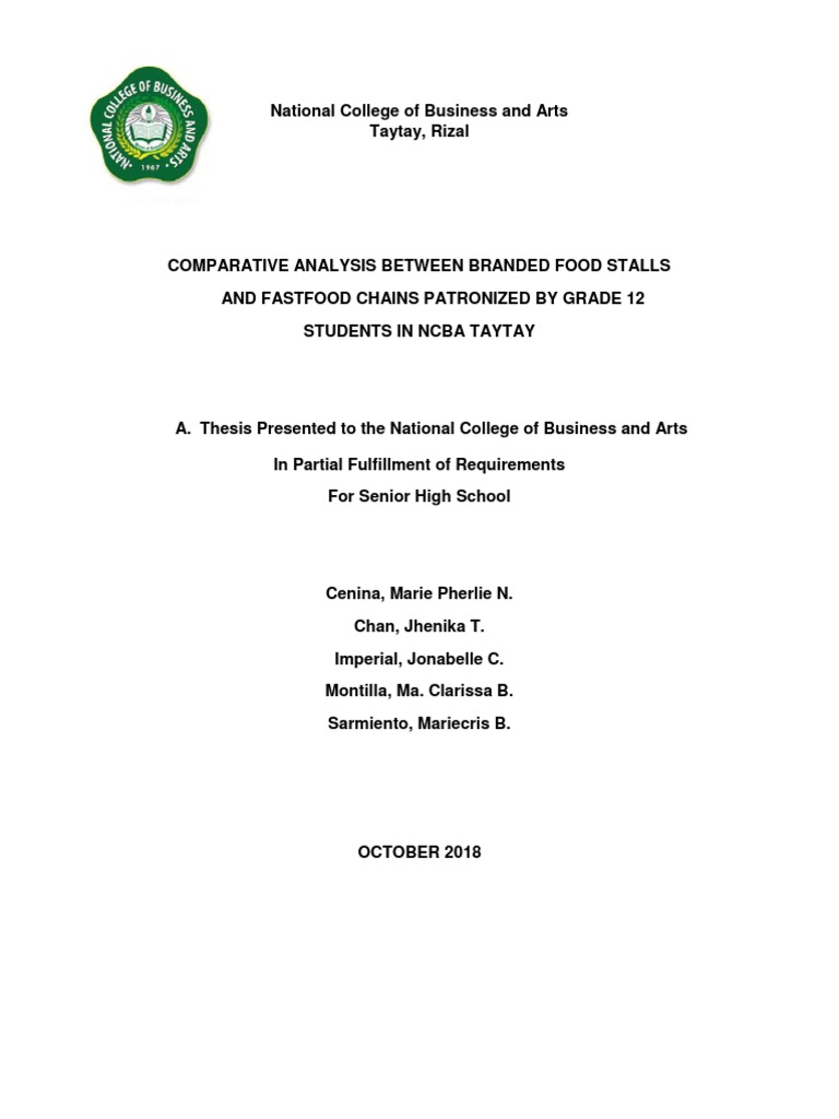 Thesis | PDF | Fast Food Restaurants | Fast Food