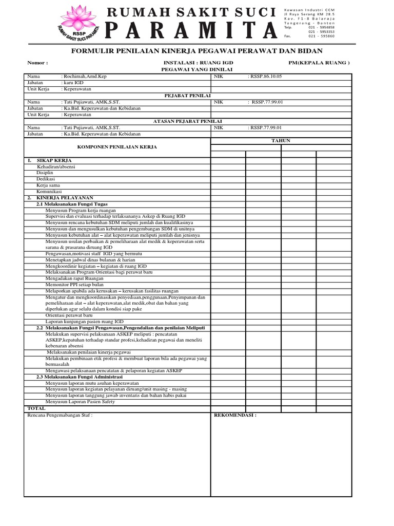 Form Penilaian Ruang Igd | PDF