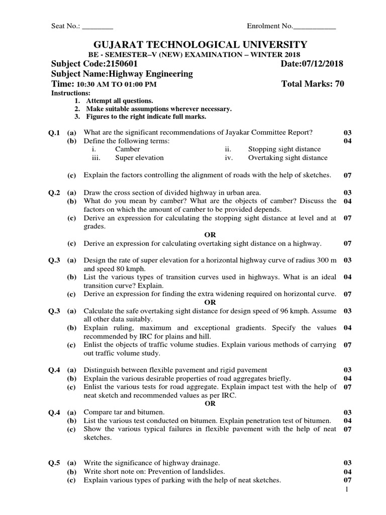 GTU Paper | PDF | Road Surface | Road