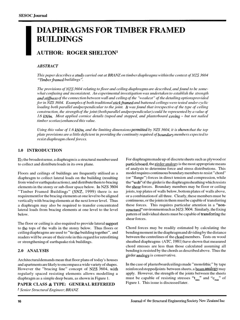 Timber Diaphragm Analysis | PDF | Truss | Framing (Construction)
