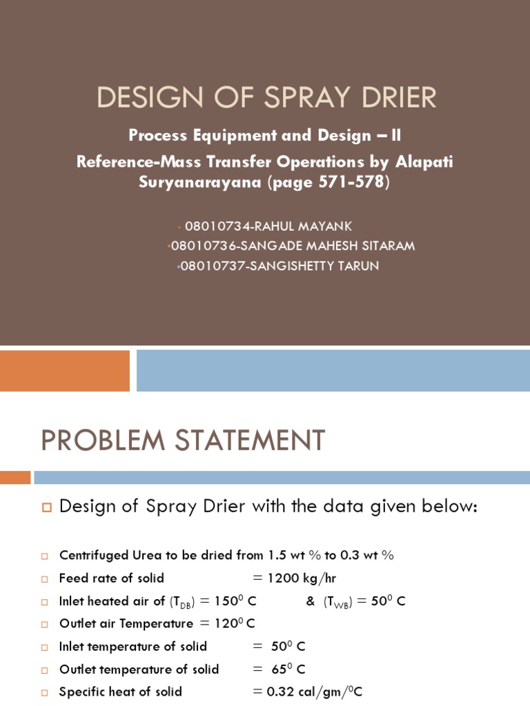 Spray Dryer Design Calculations | PDF | Continuum Mechanics | Physical ...