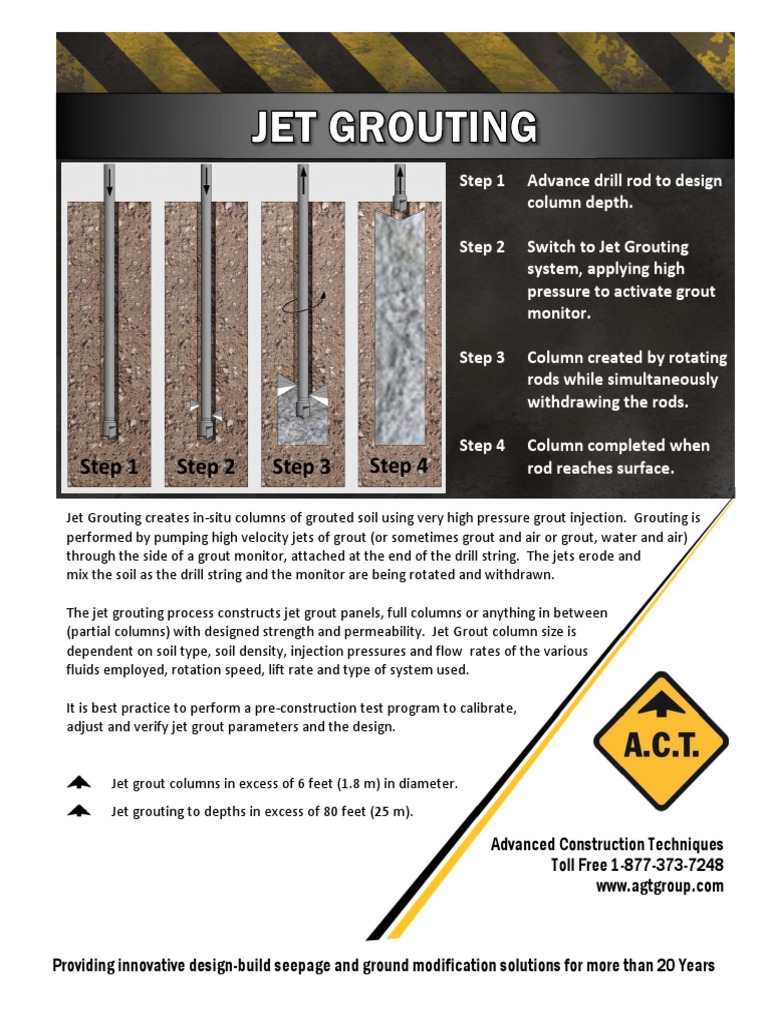Jet Grouting: Techniques and Applications | PDF | Soil Mechanics | Pressure