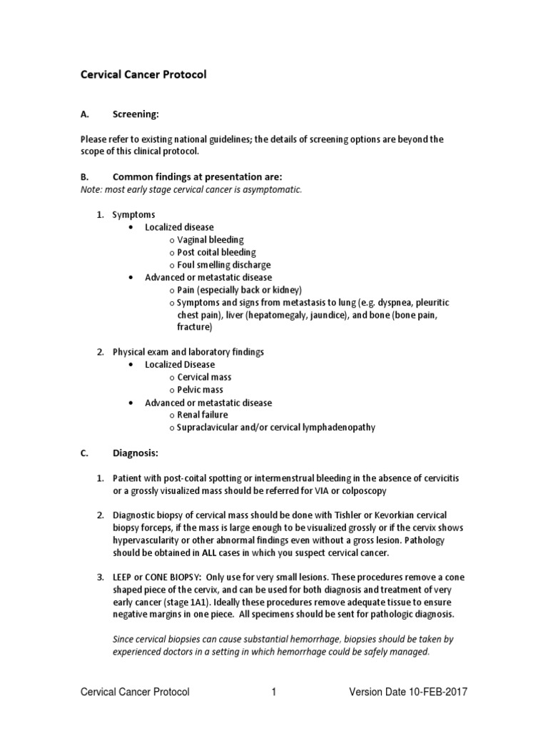 Cervical Cancer Protocol: Screening | Download Free PDF | Cervical ...