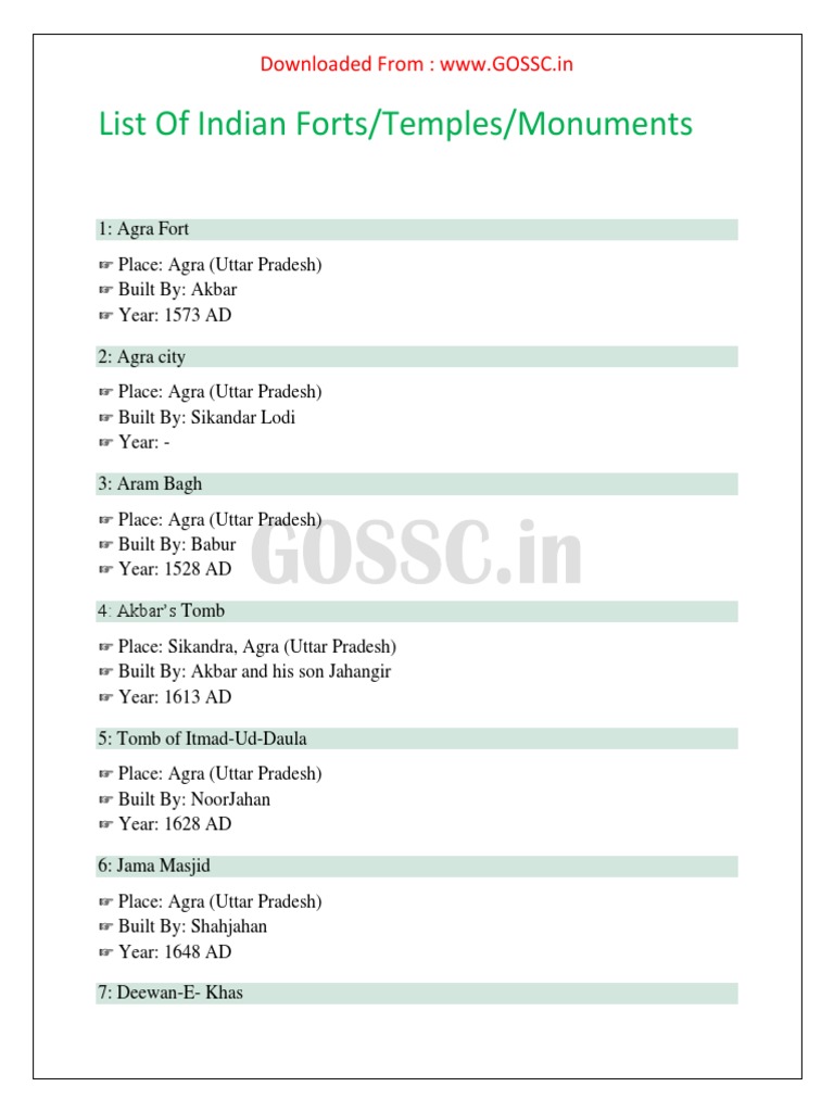 List of Indian Forts | PDF | South Asia