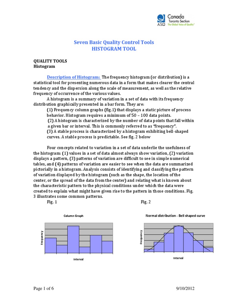 Seven Basic Quality Control Tools Histogram Tool | Download Free PDF | Histogram | Normal ...