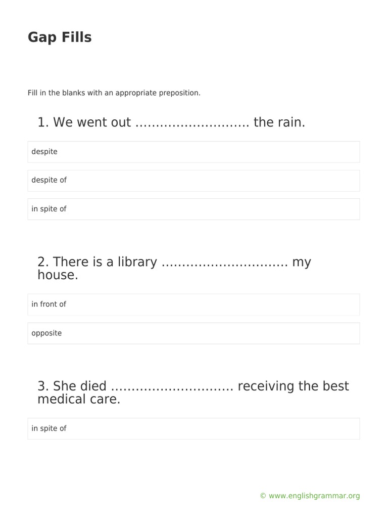 Gap Fills Exercise-5 | PDF