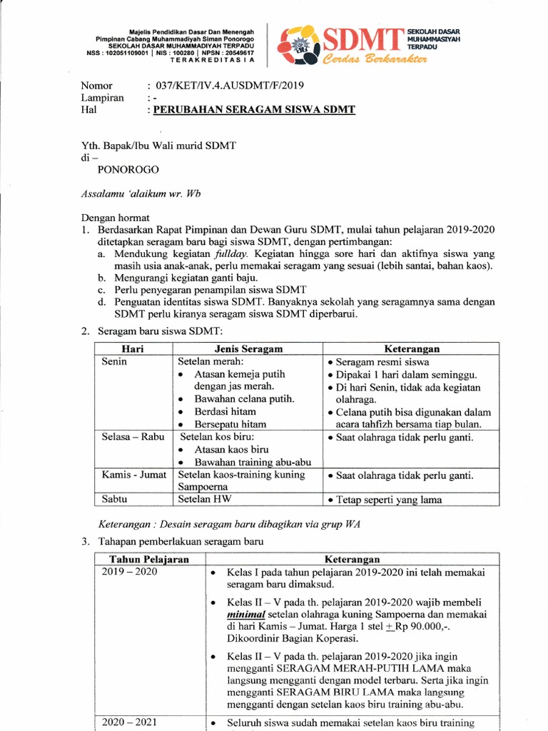 Seragam SDMT 2019-2020 PDF | PDF