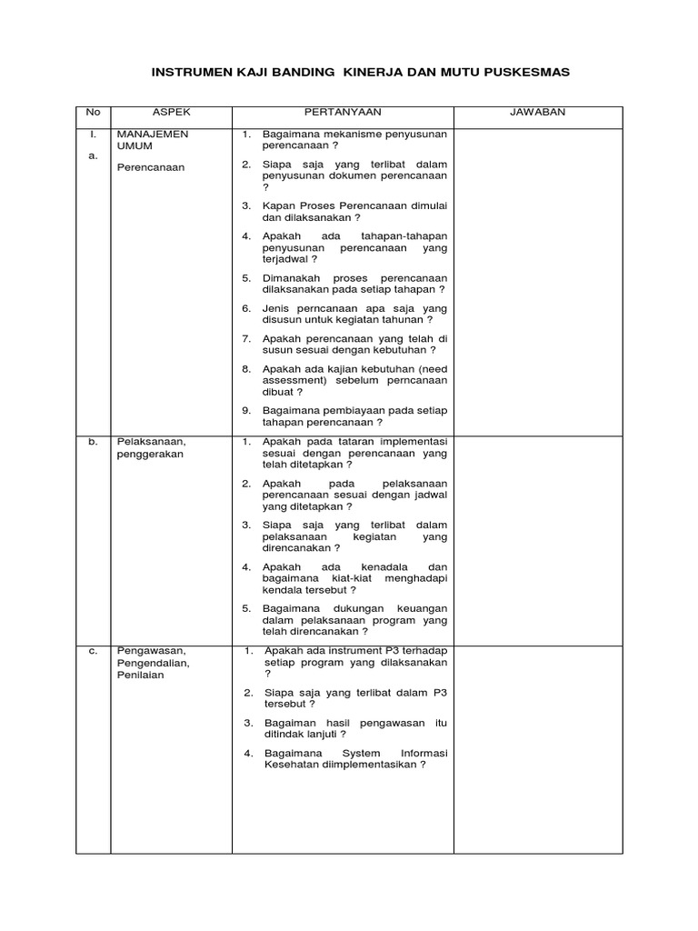 Instrumen Kaji Banding Ciwandan 18 | PDF
