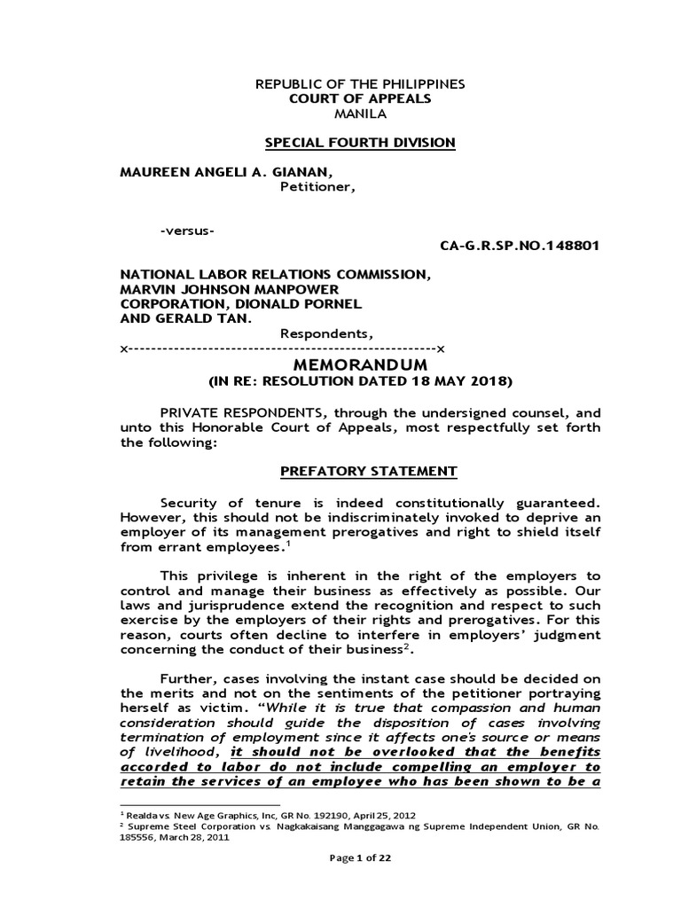 Memorandum: Court of Appeals | PDF | Judgment (Law) | Supreme Courts
