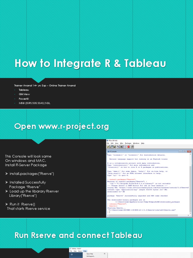 A Step-by-Step Guide to Integrating R and Tableau Through Rserve for Data Analysis | PDF