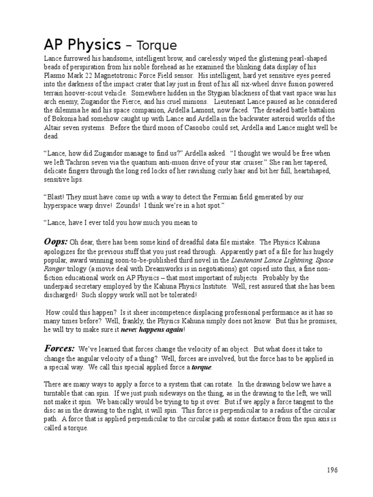 AP Physics: Torque | PDF | Torque | Rotation Around A Fixed Axis