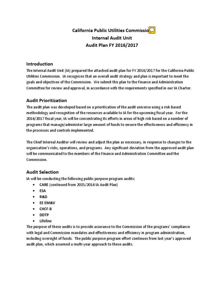 Basic Audit Plan Edited | PDF | Internal Audit | Business