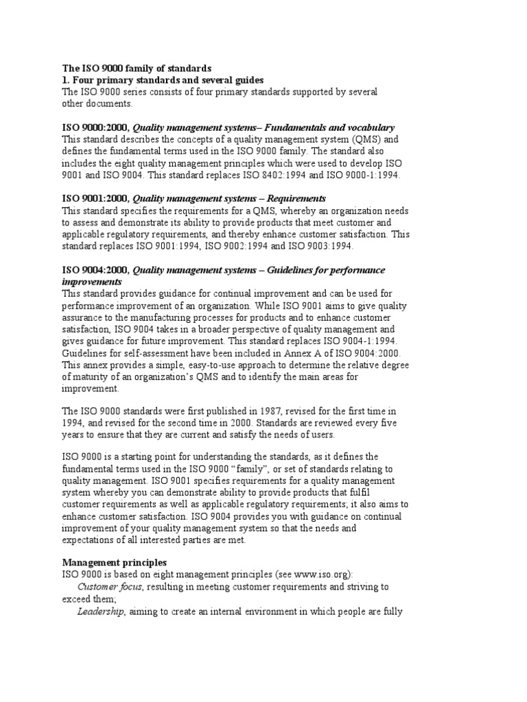 The ISO 9000 Family of Standards (1) | Iso 9000 | Quality Management System