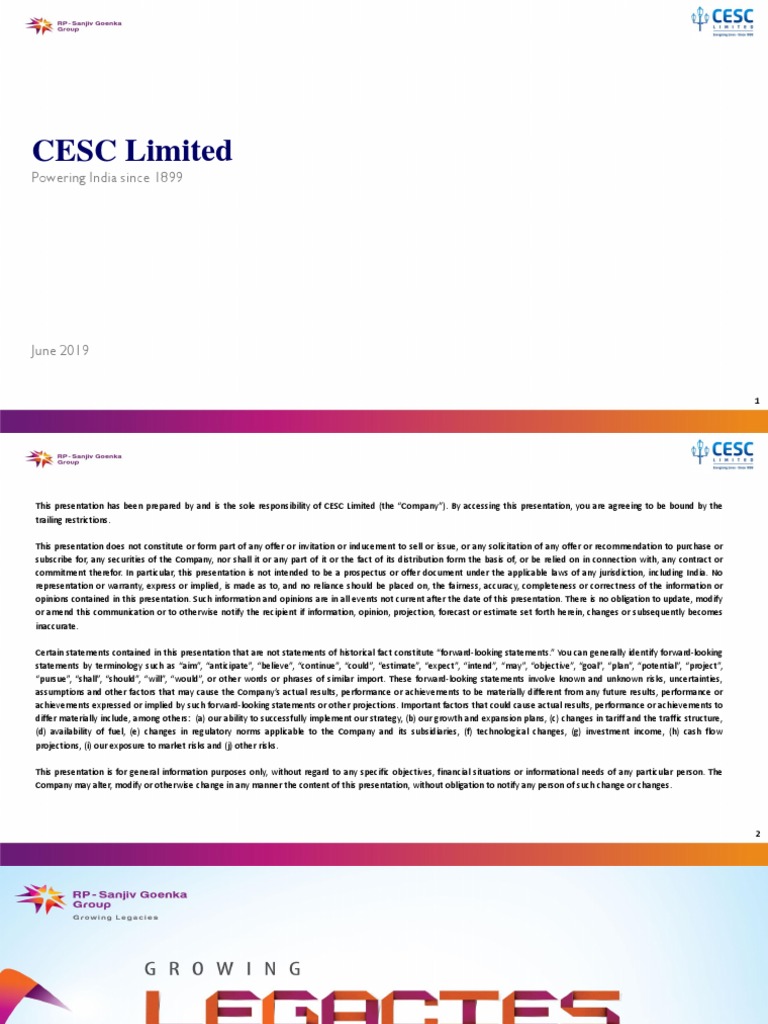 CESC Investor Presentation - June 2019 | PDF | Power Station | Electric ...