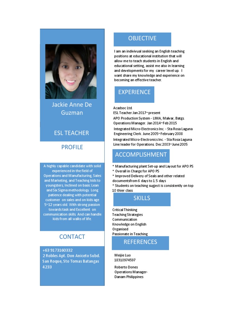 Jackie's CV | PDF | Pedagogy | Teaching