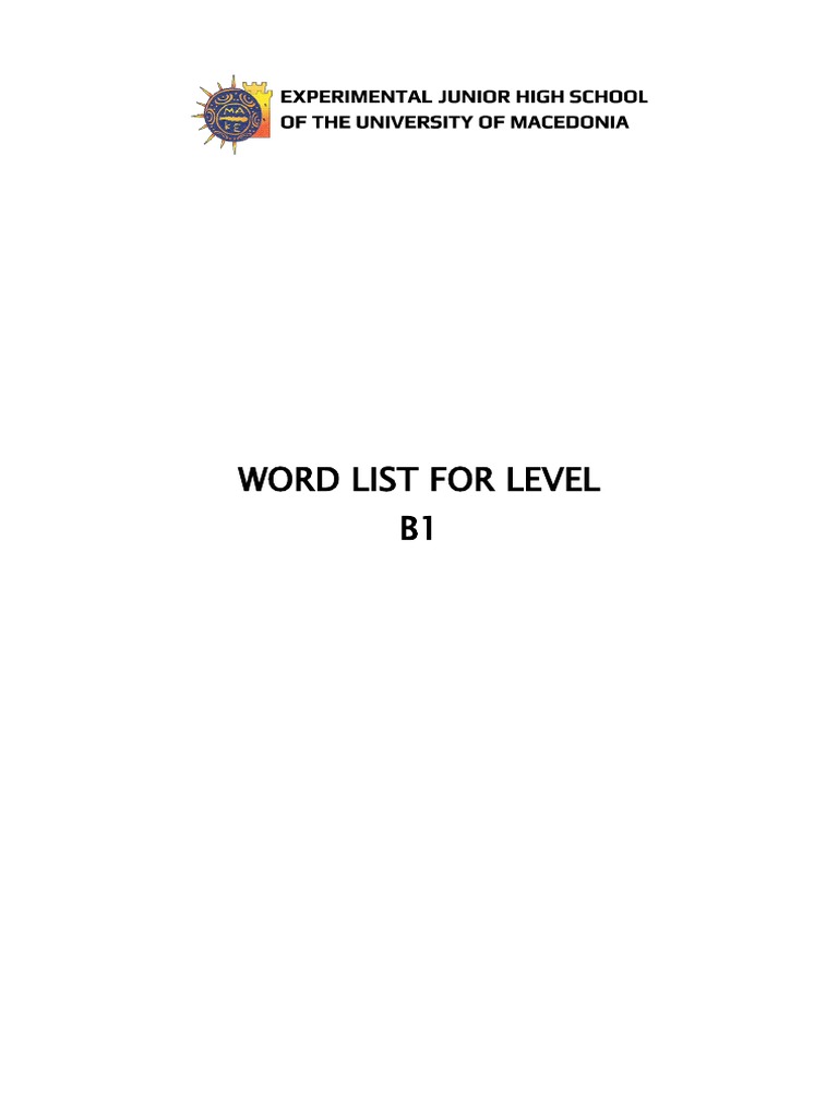 Level B1 Word List | PDF | Verb | Adjective
