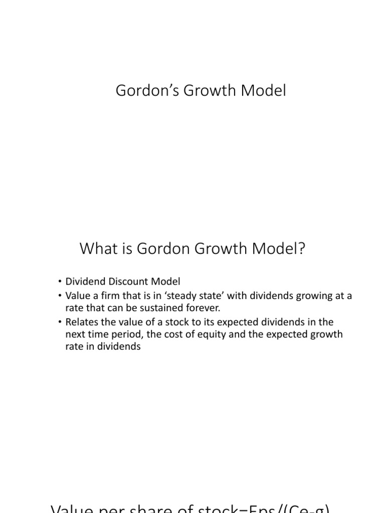 Gordon's Growth Model | PDF