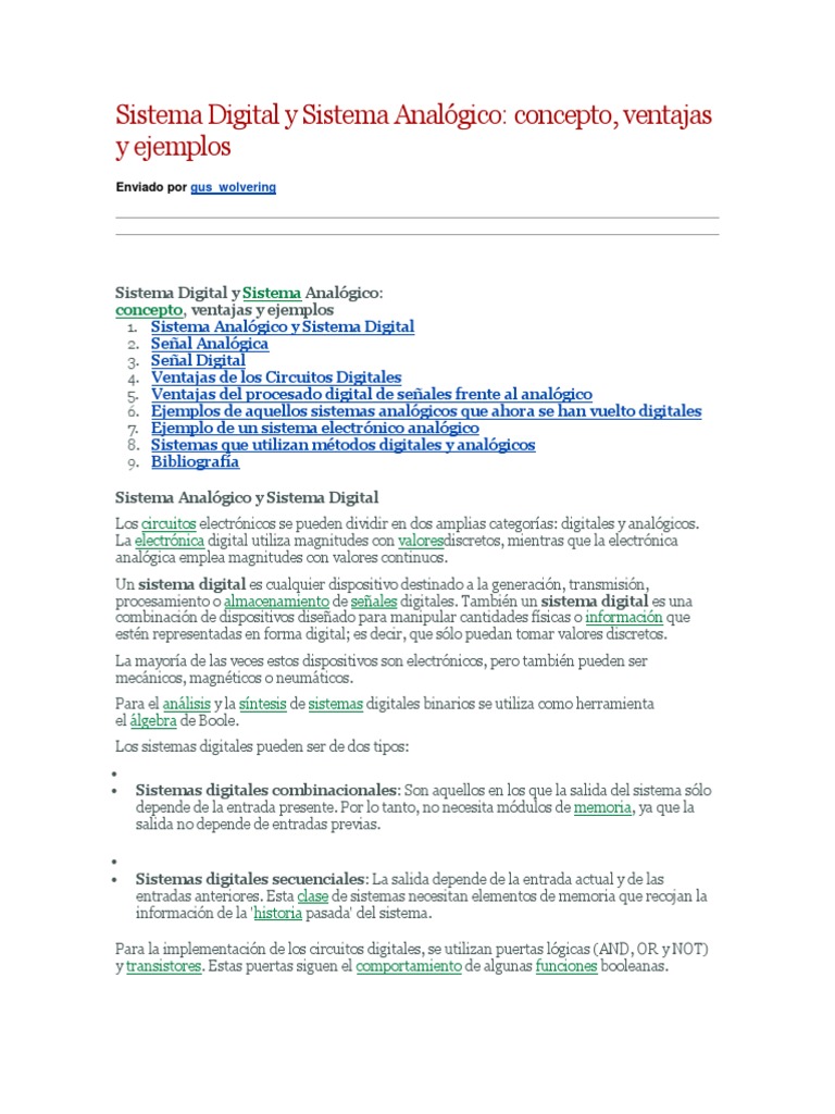 Sistemas Digitales vs. Analógicos: Ventajas y Ejemplos | PDF | Señal ...
