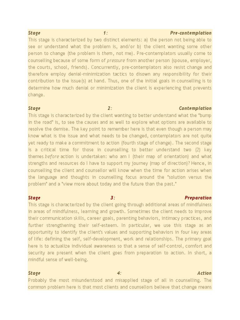 Stage 1: Pre-Contemplation | Download Free PDF | Psychotherapy | Thought