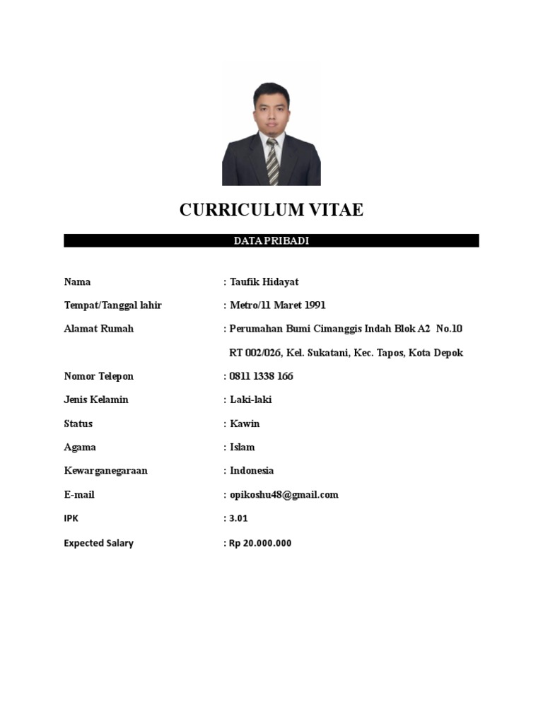 CV Taufik Hidayat - Akuntansi & MBA | PDF