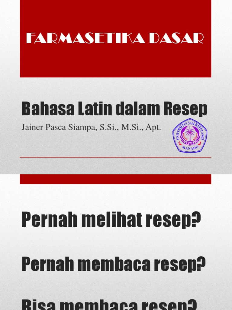 Bahasa Latin Dalam Resep | PDF