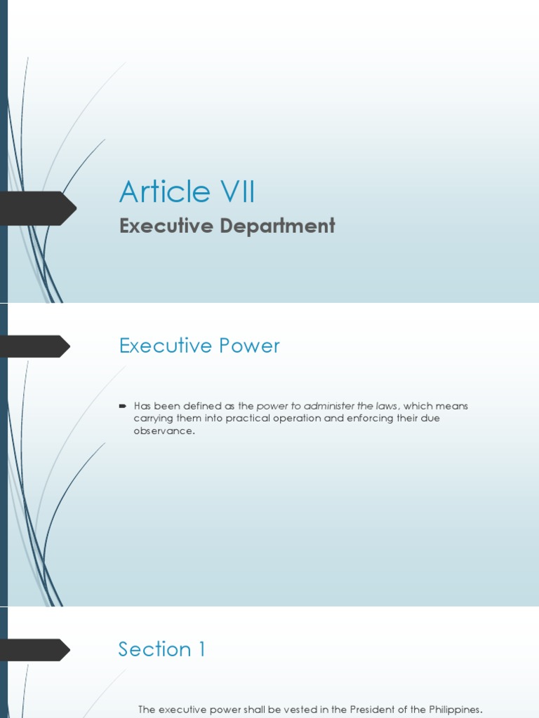 Article VII Legislative Department | PDF | President Of The Philippines ...