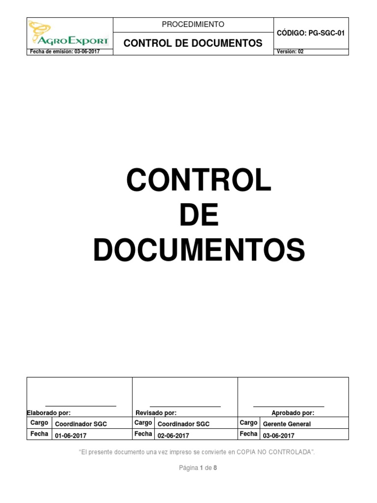 Control de Documentos | PDF | Calidad (comercial) | Gestión de la calidad