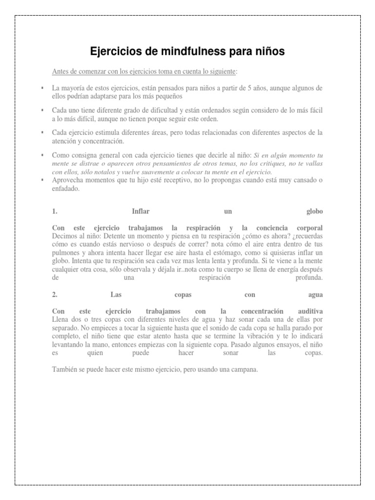 Ejercicios de Mindfulness para Niños | PDF | Sabor | Color