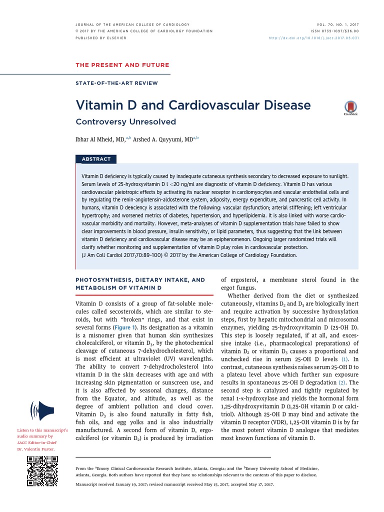 Vitamin D And Cardiovascular Disease Controversy Unresolved Download