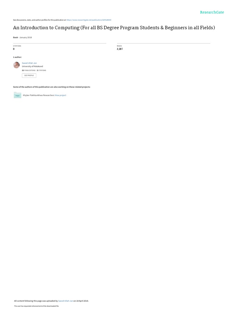 An Introduction To Computing PDF | PDF | Screenshot | Random Access Memory