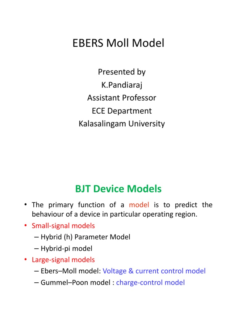Ebers-Moll Model for BJT Analysis | PDF | Bipolar Junction Transistor ...