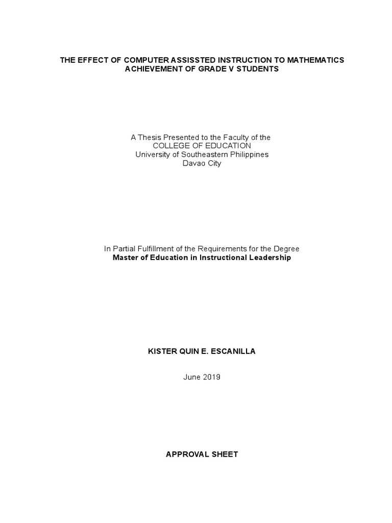 The Effect of Computer Assissted Instruction To Mathematics Achievement ...