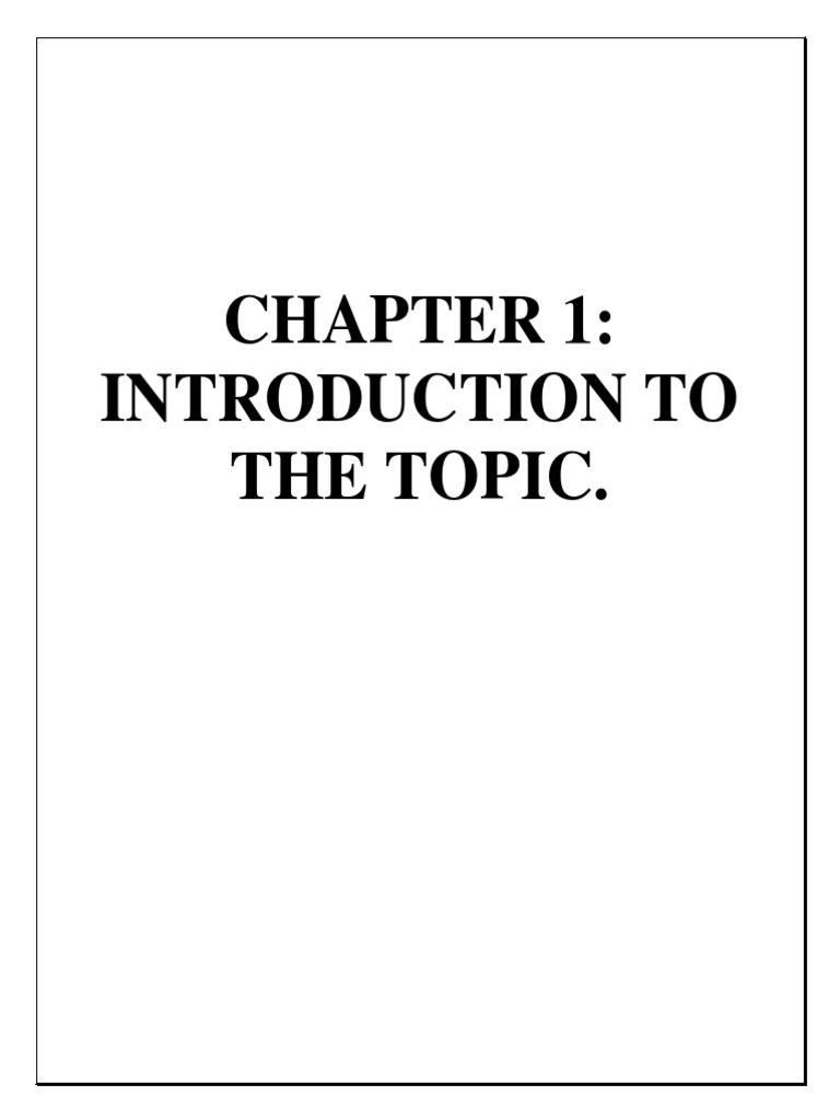 Introduction To The Topic | PDF
