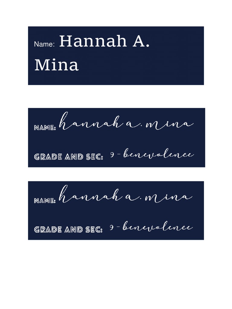 Name Grade Sec Label | PDF