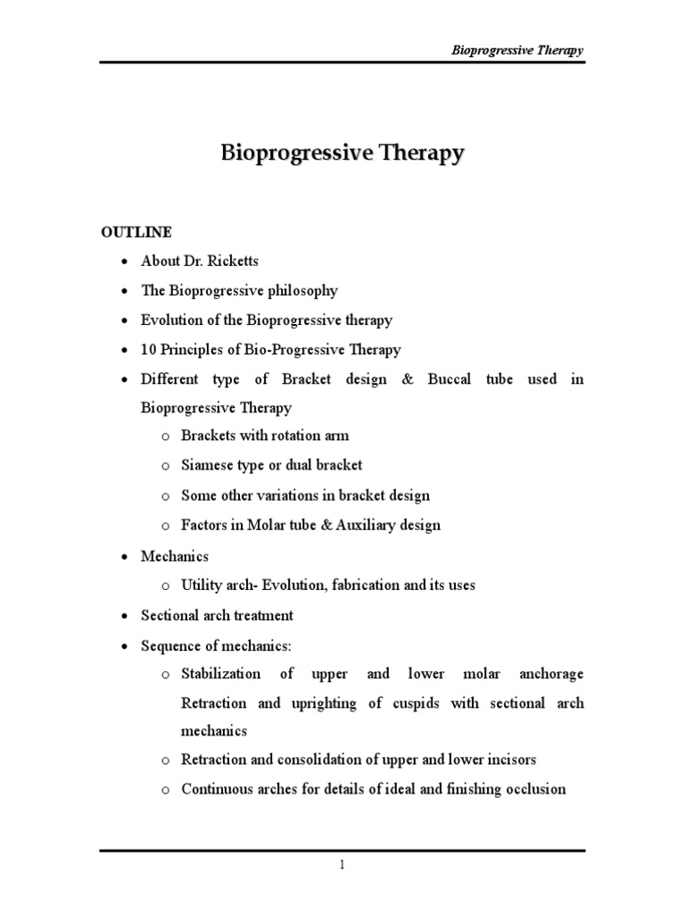 Bioprogressive Therapy Overview | PDF | Orthodontics | Dentistry