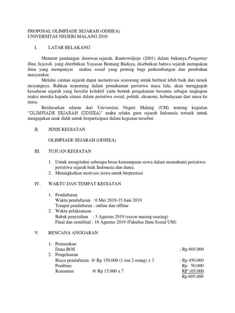 Proposal Olimpiade Sejarah | PDF | Ilmu Sosial | Perjalanan
