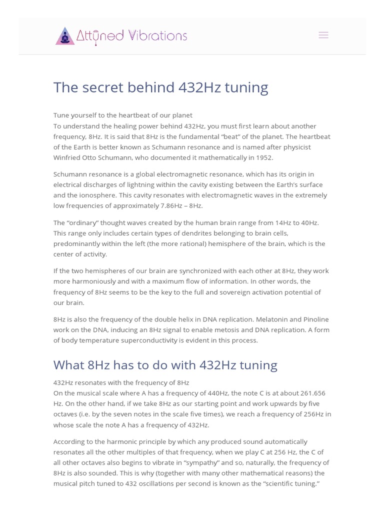 The Secret Behind 432Hz Tuning - Attuned Vibrations | PDF | Resonance ...