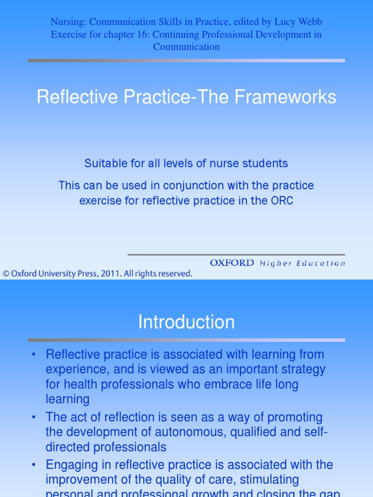 Reflective Practice-The Frameworks | PDF | Reflective Practice | Nursing