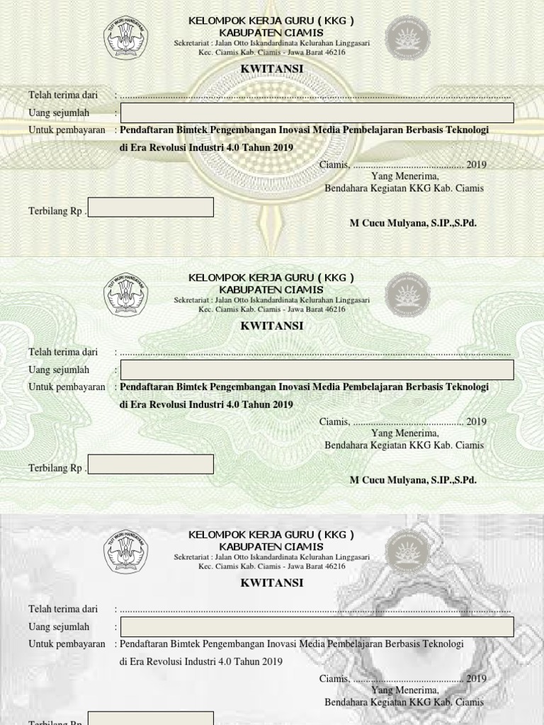 Contoh Desain Kwitansi | PDF