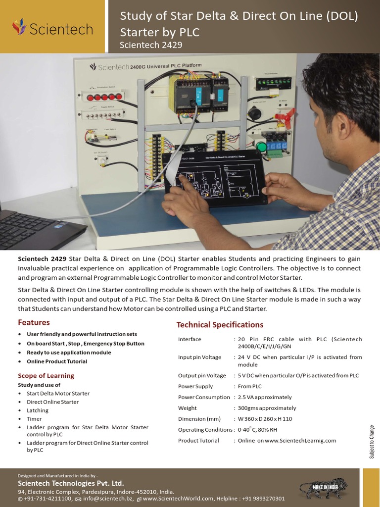 Study of Star Delta & Direct On Line (DOL) Starter by PLC: Scientech ...
