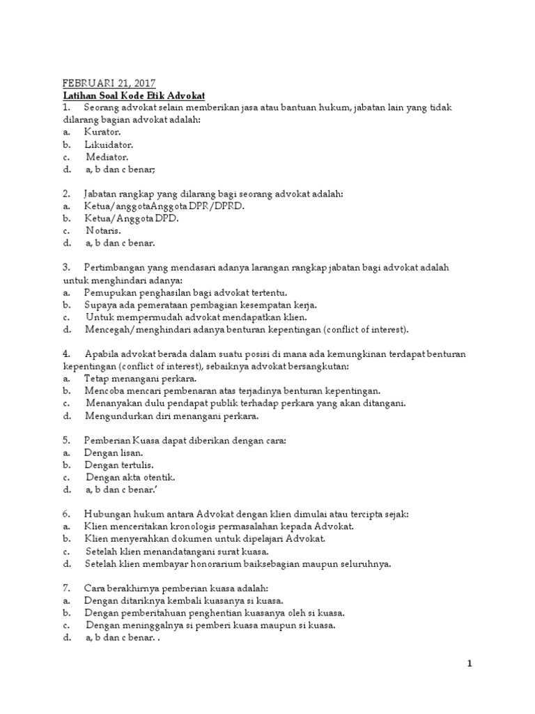 Soal UPA - PERADI | PDF | Hukum