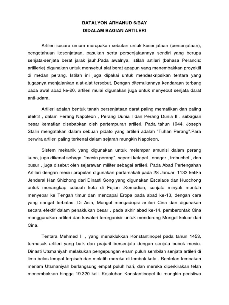 Sejarah Batalyon Arhanud 6/BAY | PDF | Ilmu Sosial
