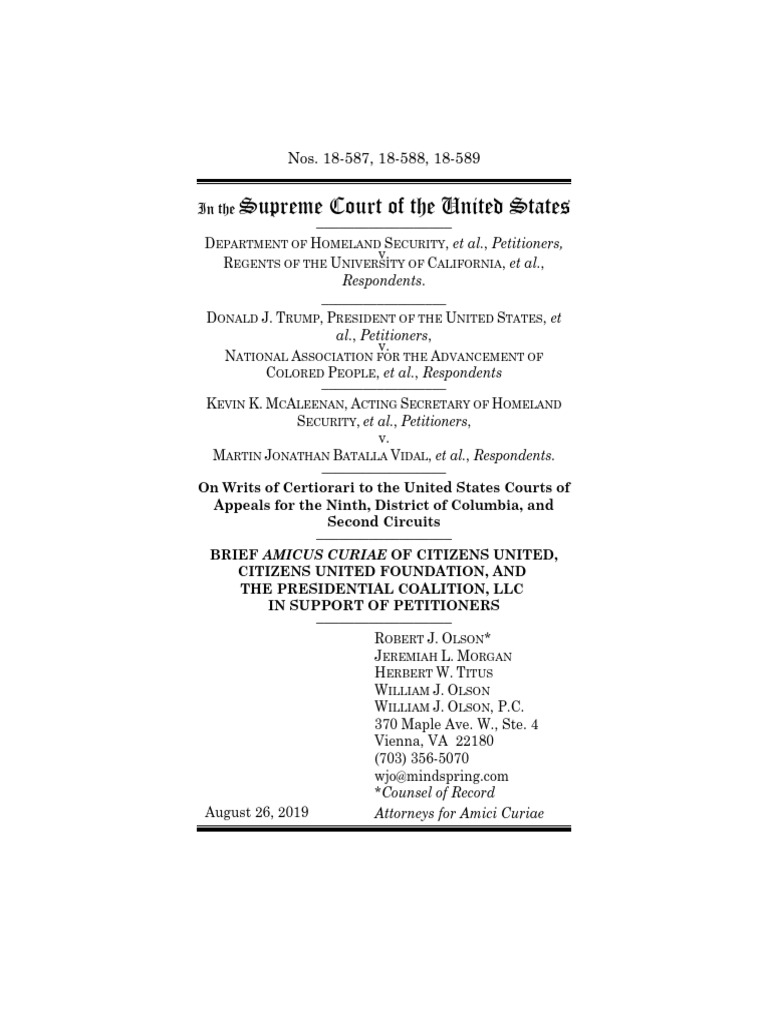 DACA Amicus Brief (SCOTUS) | PDF | Deferred Action For Childhood ...