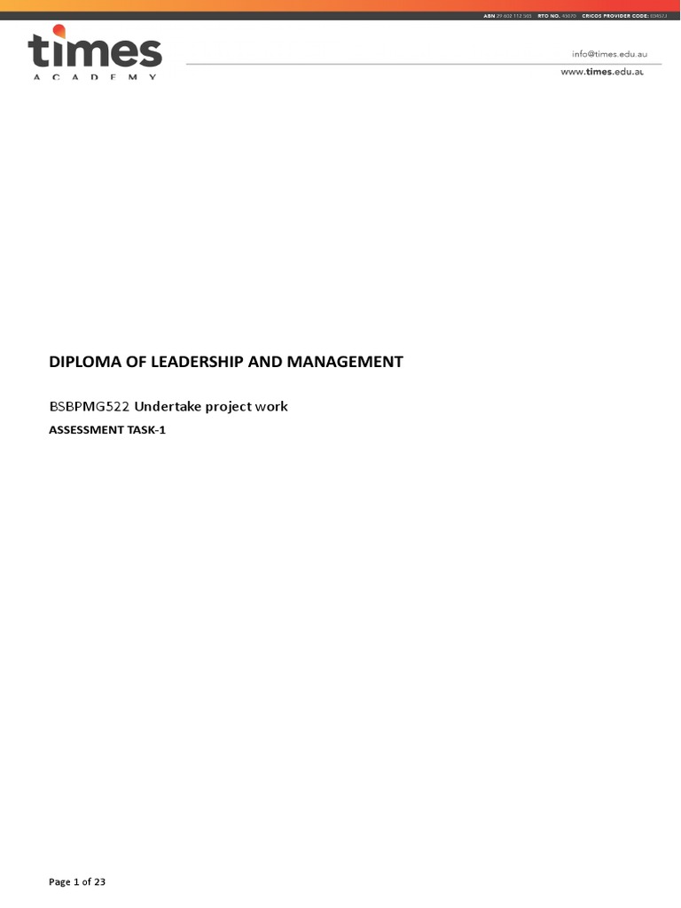 TASK-1 BSBPMG522 Undertake Project Work | PDF | Consultant | Risk