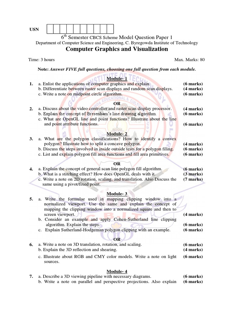 Computer Graphics Exam Guide | PDF | Computer Graphics | Computer Aided ...
