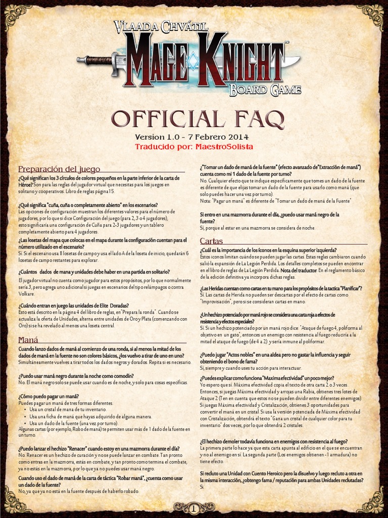 FAQ sobre Mage Knight en Español | PDF | Ocio | Deportes